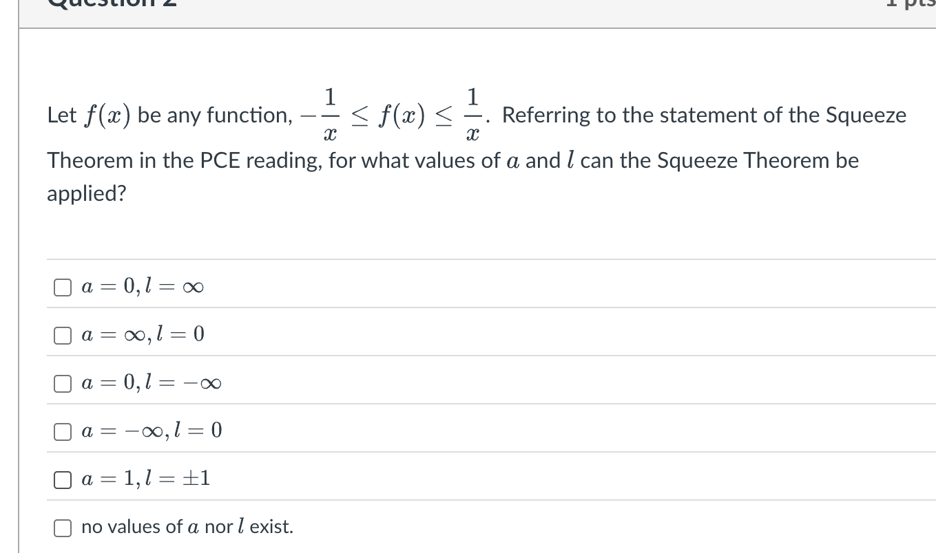 Let f(x) ﻿be any function, -1x≤f(x)≤1x. ﻿Referring to | Chegg.com
