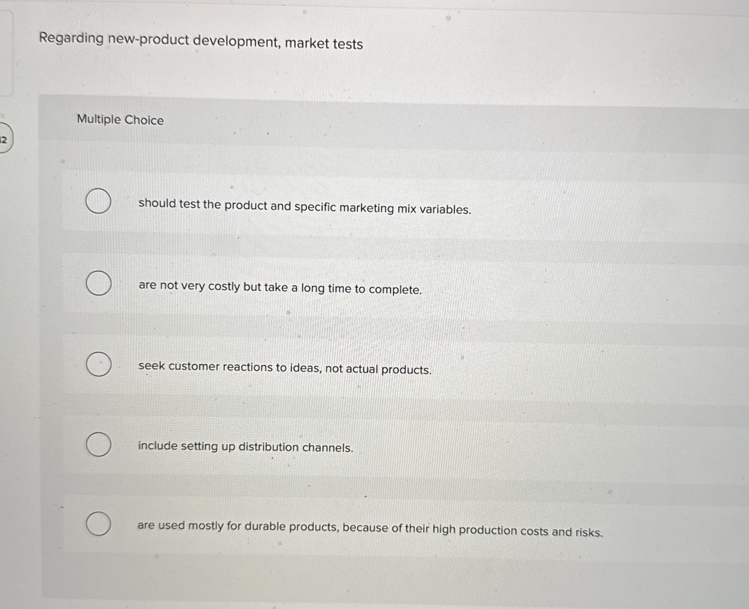 Solved Regarding new-product development, market | Chegg.com