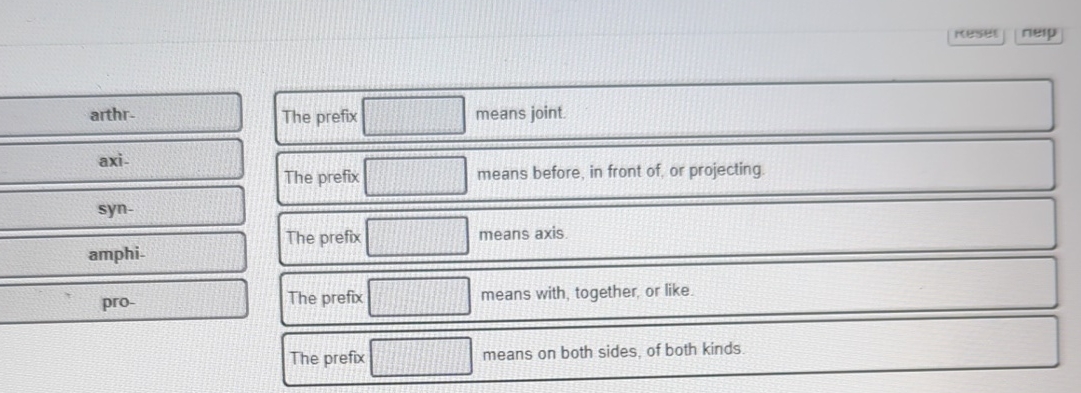 Solved arthr-axi-syn-amphi-pro-The prefix ﻿means joint. | Chegg.com
