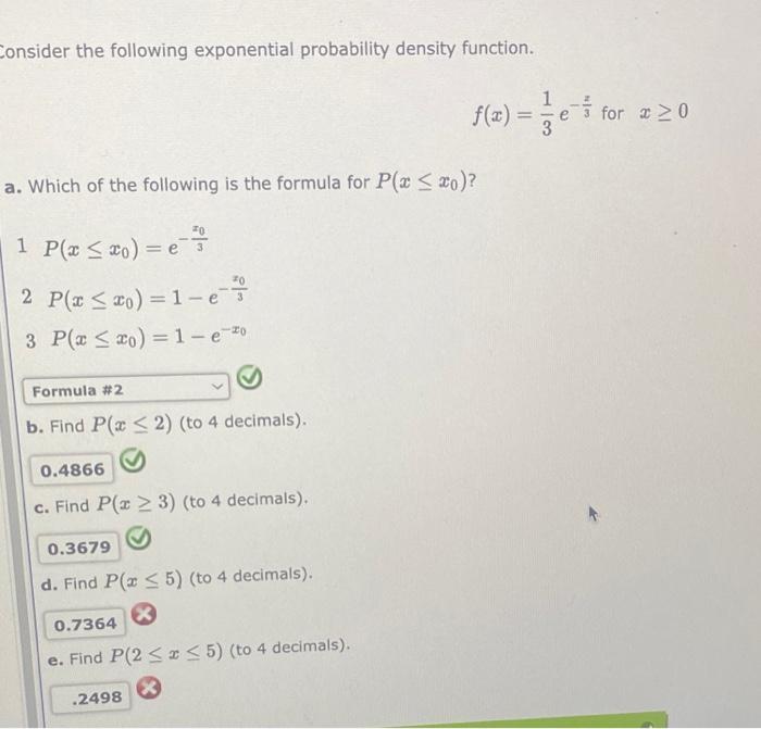 Solved onsider the following exponential probability density | Chegg.com
