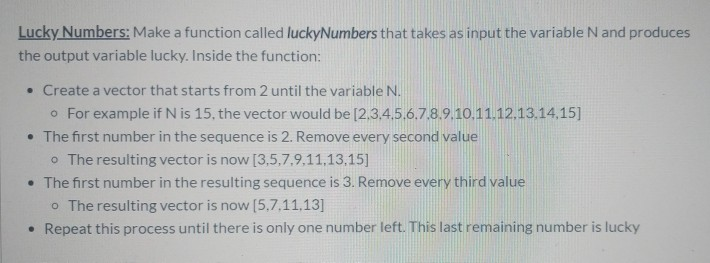 Solved Lucky Numbers: Make a function called luckyNumbers | Chegg.com