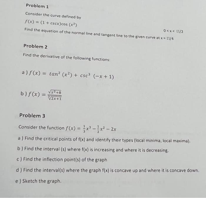 Solved Consider the curve defined by f(x)=(1+cscx)cos(x2) | Chegg.com