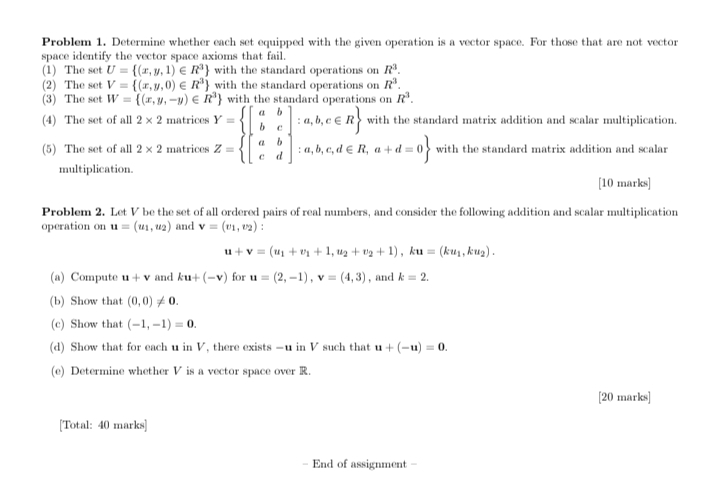 Solved Problem 1. ﻿Determine whether each set equipped with | Chegg.com
