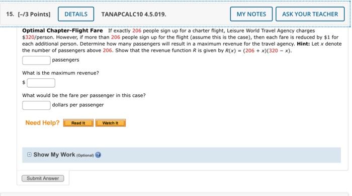 Solved Optimal Chapter-Flight Fare If exactly 206 people | Chegg.com