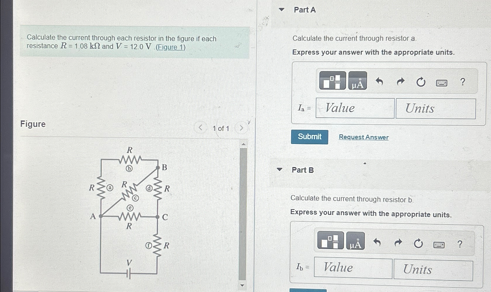 Solved Part Acalculate The Current Through Each Resistor In