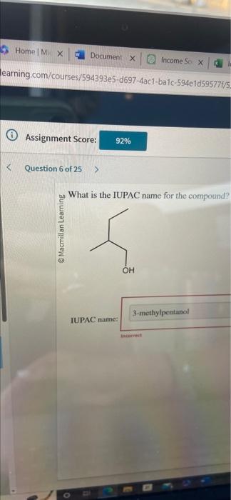 Solved What is the IUPAC name for the compound? IUPAC name: | Chegg.com