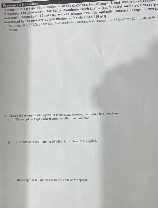 Solved Problem (3) [10 Points] Assume that a p-type | Chegg.com