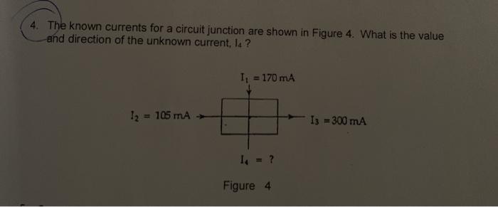 Solved 4. The known currents for a circuit junction are | Chegg.com