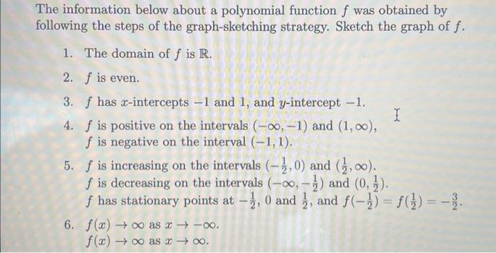 Solved The information below about a polynomial function f | Chegg.com