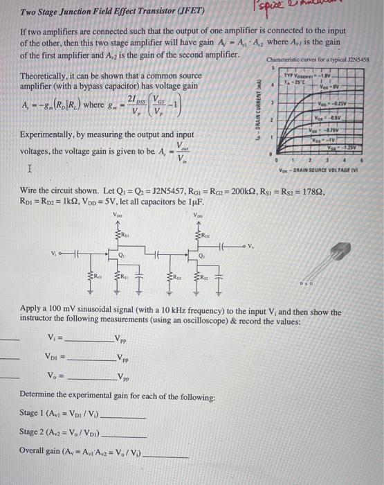 Solved Two Stage Junction Field Effect Transistor (JFET) | Chegg.com