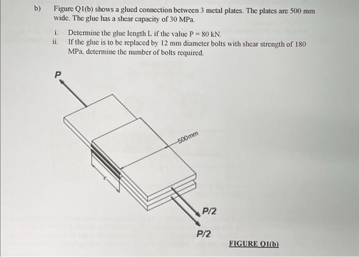 Solved b) Figure Q1(b) shows a glued connection between 3 | Chegg.com