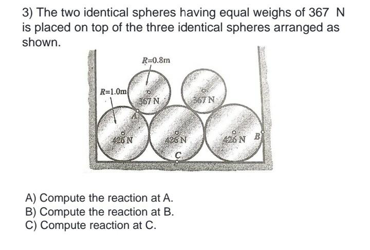 Solved 3) The two identical spheres having equal weighs of | Chegg.com