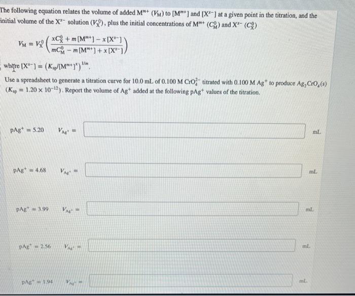 Solved The following equation relates the volume of added | Chegg.com