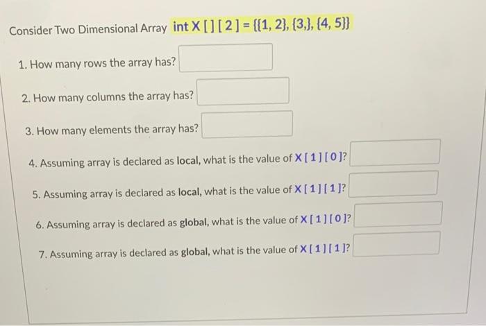 Solved Consider Two Dimensional Array int | Chegg.com