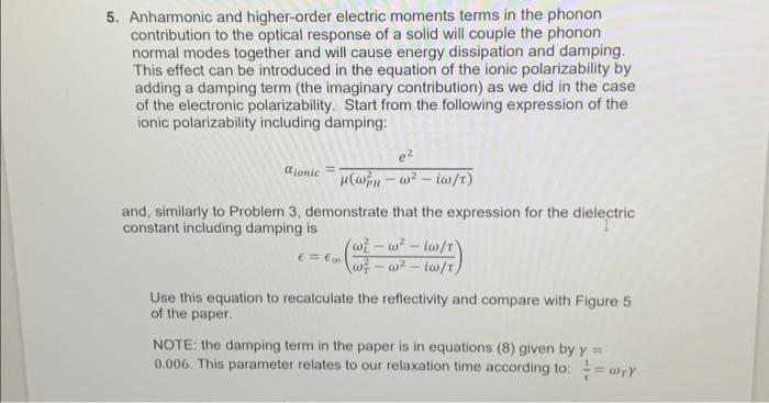 Solved 5. Anharmonic and higher-order electric moments terms | Chegg.com