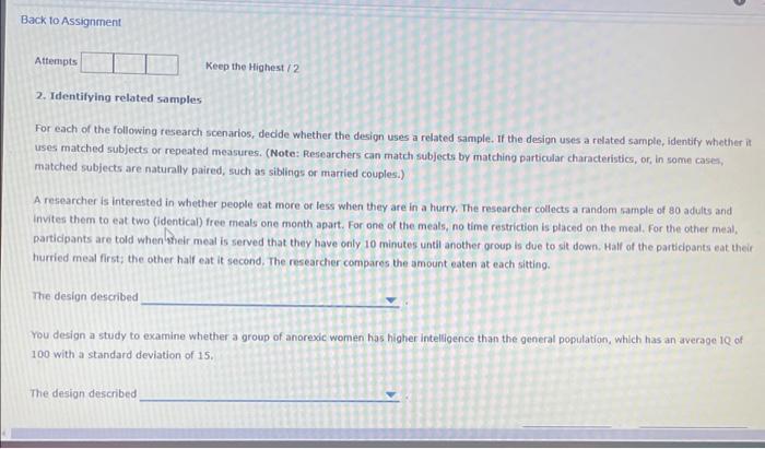 Solved 2. Identifying related samples For each of the | Chegg.com
