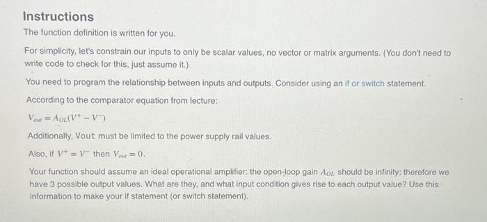Solved Instructions The function definition is written for | Chegg.com