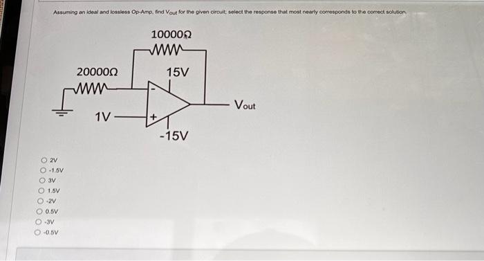Solved Assuming an ideal and lossless Op-Amp, find Vout for | Chegg.com