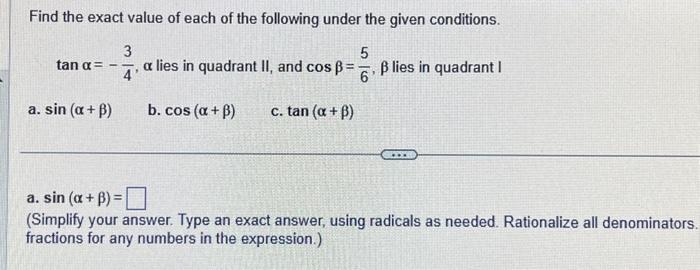 Solved Find the exact value of each of the following under | Chegg.com