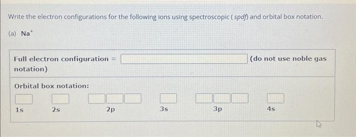 Solved Write the electron configurations for the following | Chegg.com