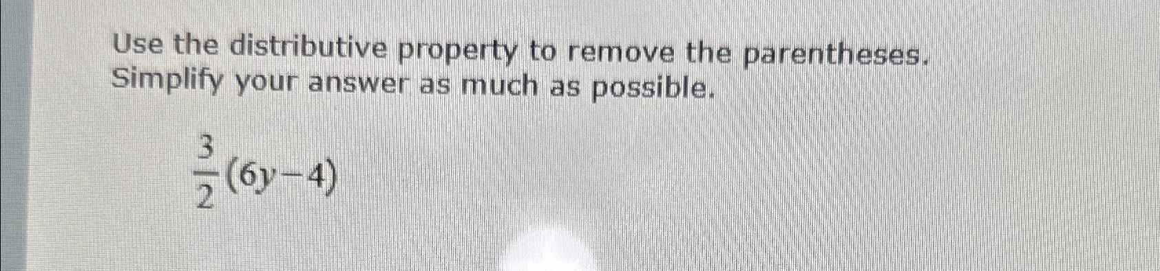 Solved Use the distributive property to remove the | Chegg.com