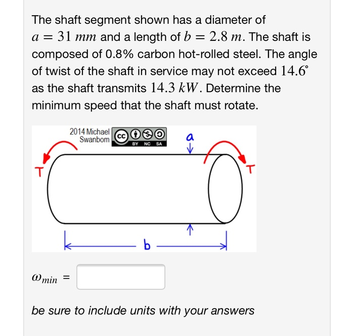 Solved The shaft segment shown has a diameter of a = 31 mm | Chegg.com