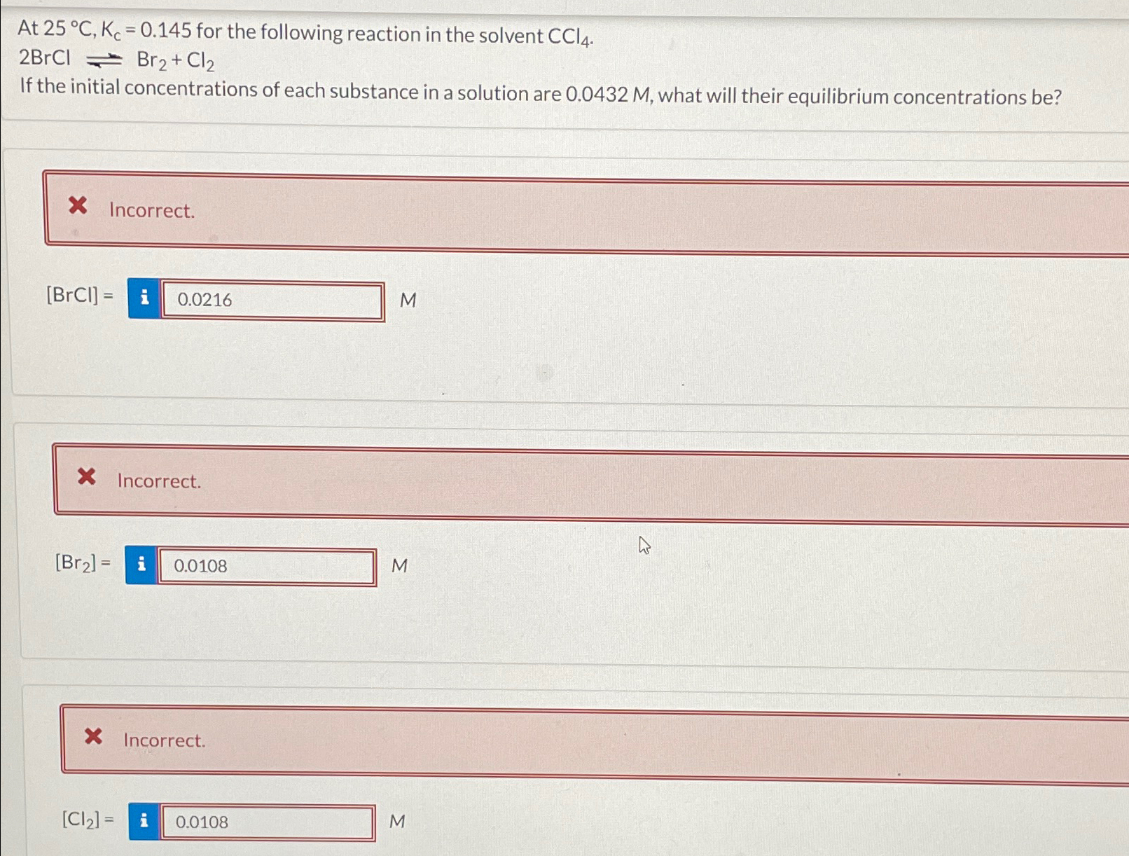 Solved At 25°C,KC=0.145 ﻿for the following reaction in the | Chegg.com