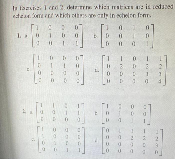 Solved In Exercises 1 and 2 , determine which matrices are | Chegg.com