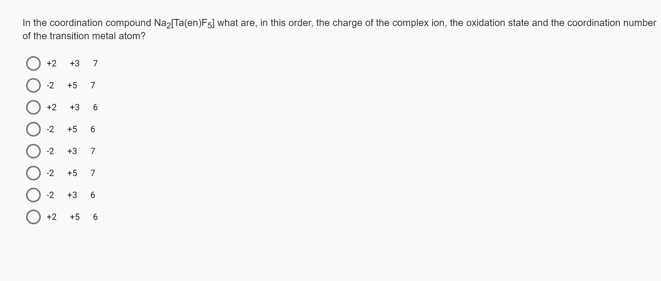 Solved In the coordination compound Na2[Ta(en)F5] ﻿what are, | Chegg.com
