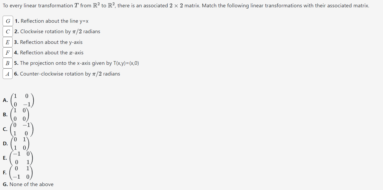 Solved To every linear transformation T ﻿from R2 ﻿to R2, | Chegg.com