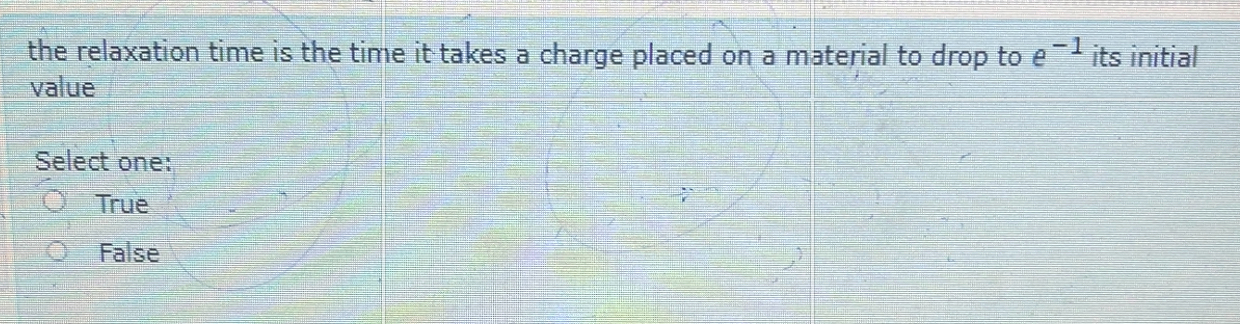 Solved the relaxation time is the time it takes a charge | Chegg.com