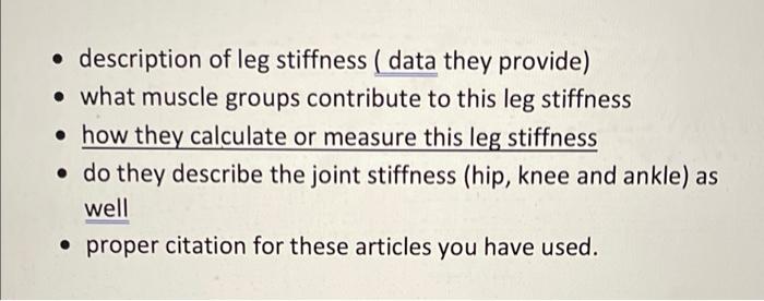 Solved • description of leg stiffness ( data they provide) • | Chegg.com
