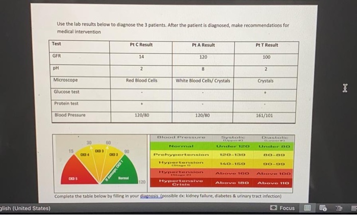 Solved Use the lab results below to diagnose the 3 patients. | Chegg.com