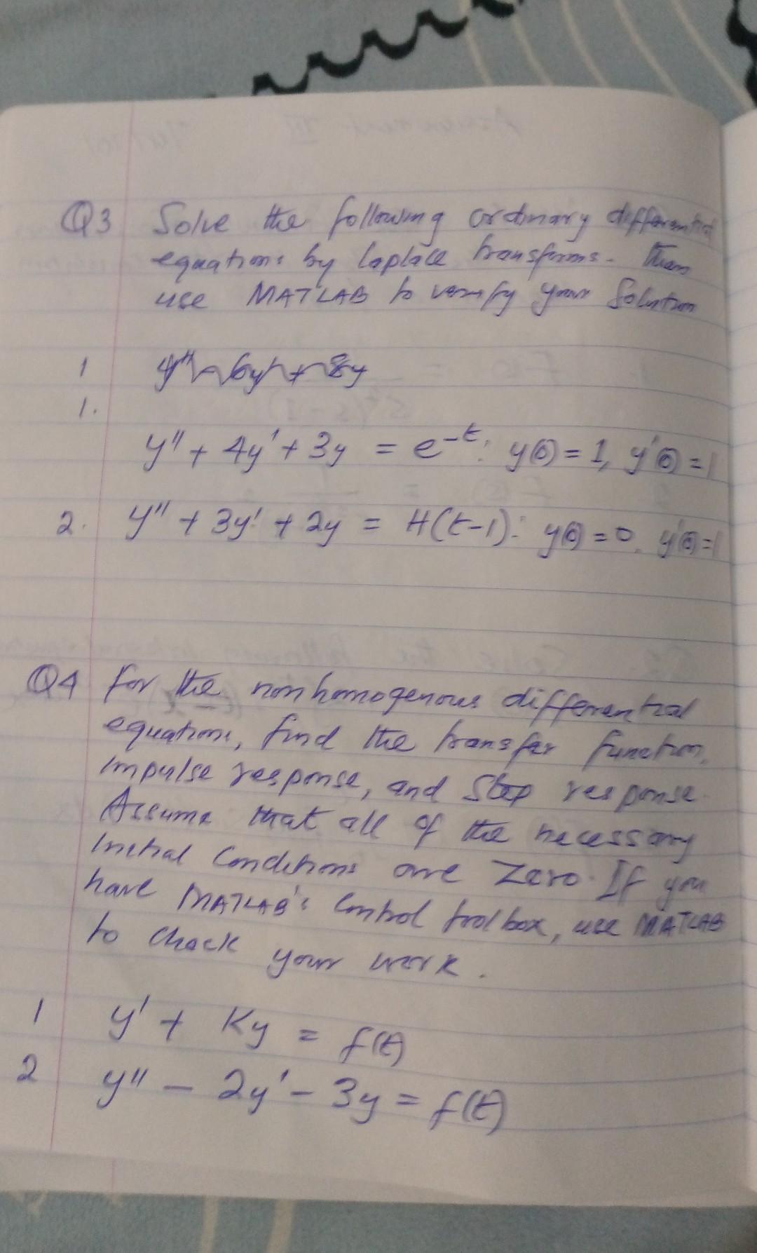 Solved Q3 Solve the following ordinary differentia equations | Chegg.com Solved Q3 Solve the following ordinary differentia equations | Chegg.com