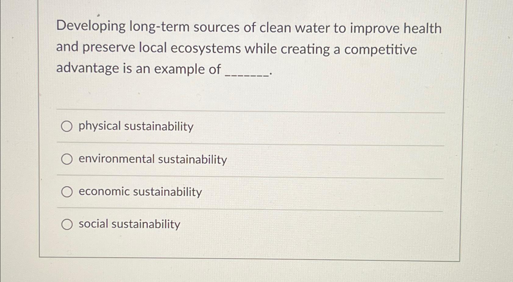 Solved Developing long-term sources of clean water to | Chegg.com