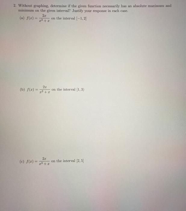 Solved 2 Without Graphing Determine If The Given Function 4780