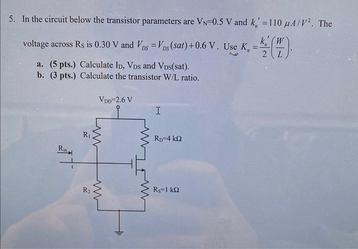 Solved In the circuit below the transistor parameters are | Chegg.com