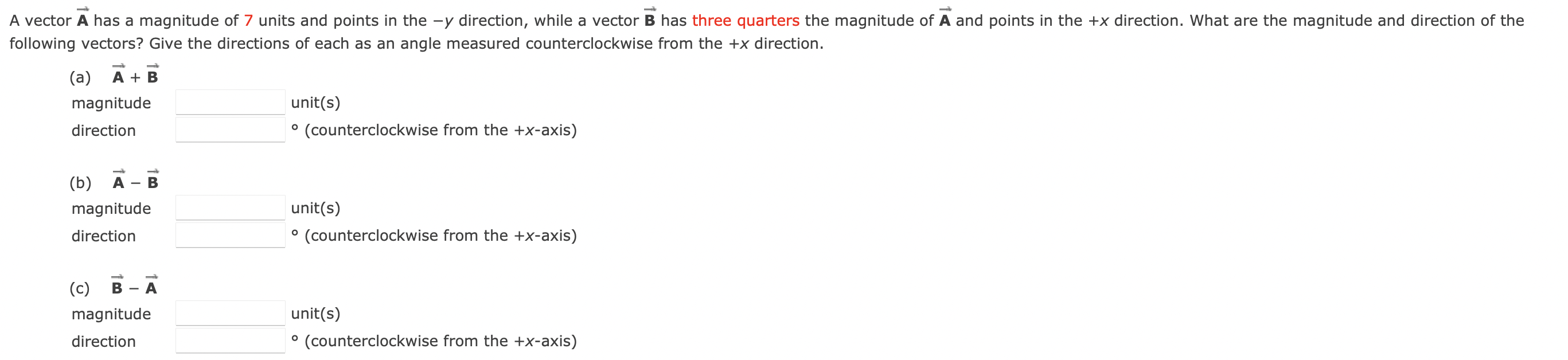 Solved A vector vec(A) ﻿has a magnitude of 7 ﻿units and | Chegg.com