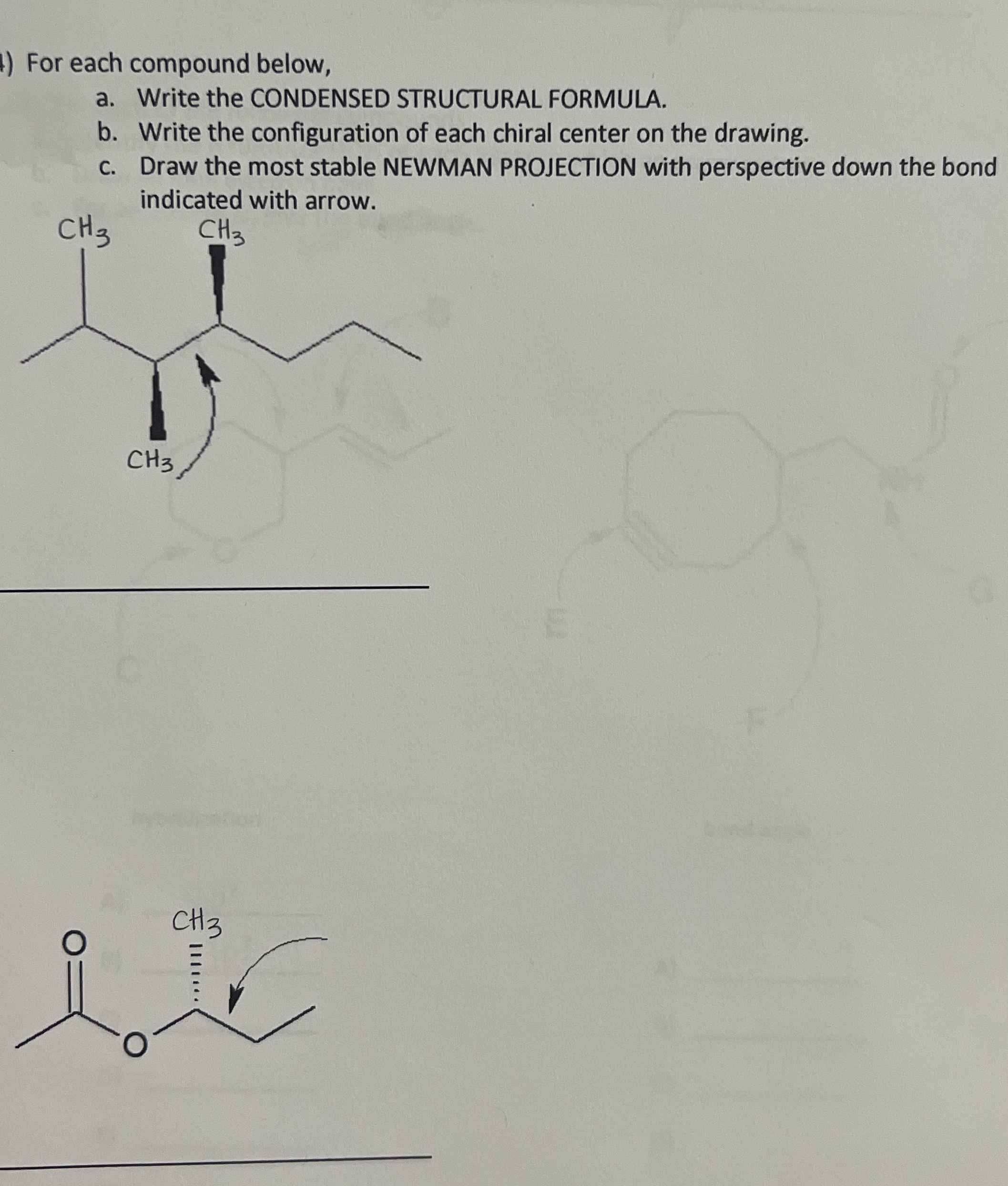 Solved For each compound below,a. ﻿Write the CONDENSED | Chegg.com