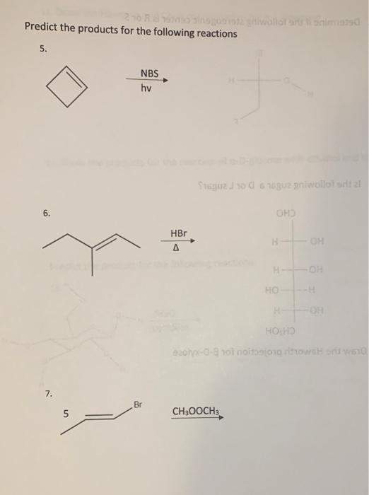 Solved 2 OR Predict the products for the following reactions | Chegg.com