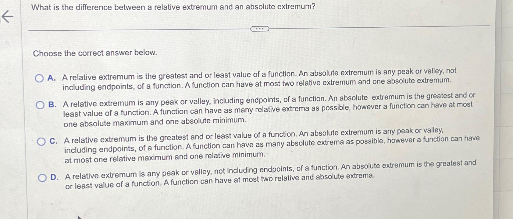 Solved What is the difference between a relative extremum | Chegg.com