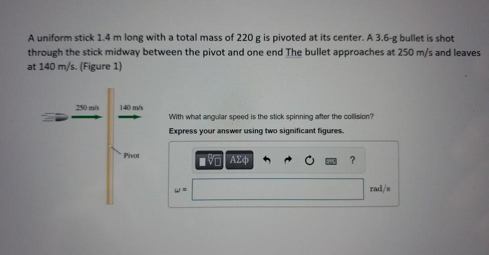 Solved A thin metal rod of length & rotates with angular | Chegg.com