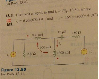 Solved Use mesh analysis to find ix in Fig. 13.80, where is | Chegg.com