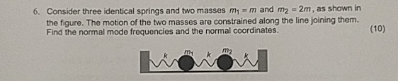 Solved Consider three identical springs and two masses m1=m | Chegg.com