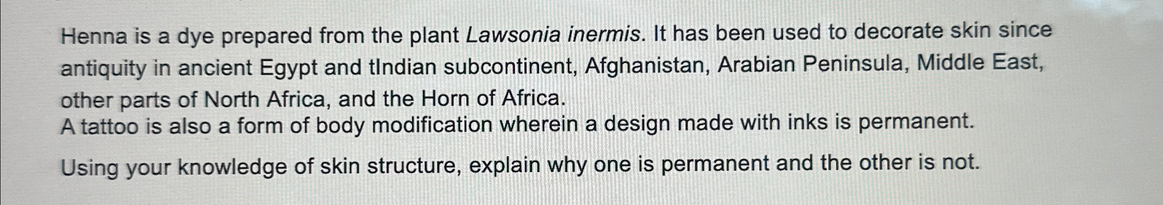 Solved Henna is a dye prepared from the plant Lawsonia | Chegg.com