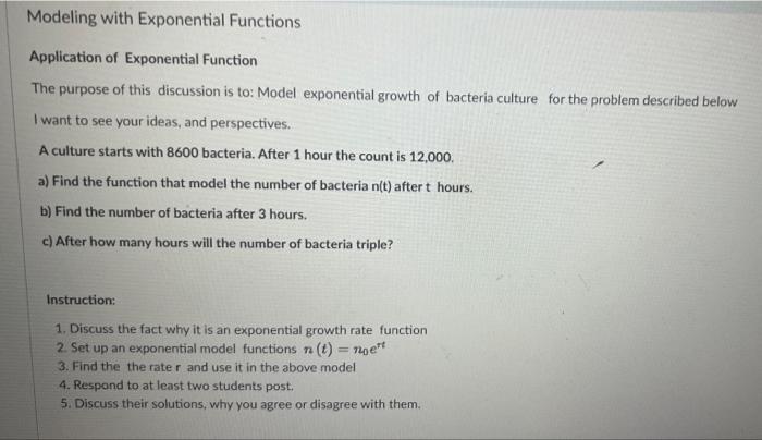 Solved Modeling with Exponential Functions Application of | Chegg.com