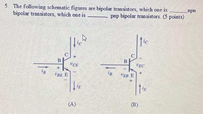 Solved 5. The following schematic figures are bipolar | Chegg.com