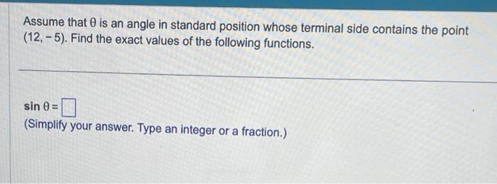 Solved Assume that θ is an angle in standard position whose | Chegg.com