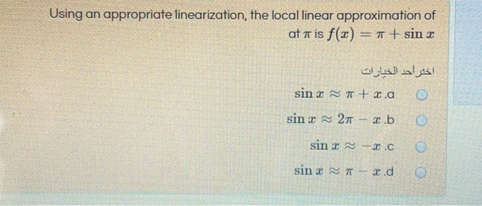 Solved Using an appropriate linearization, the local linear | Chegg.com