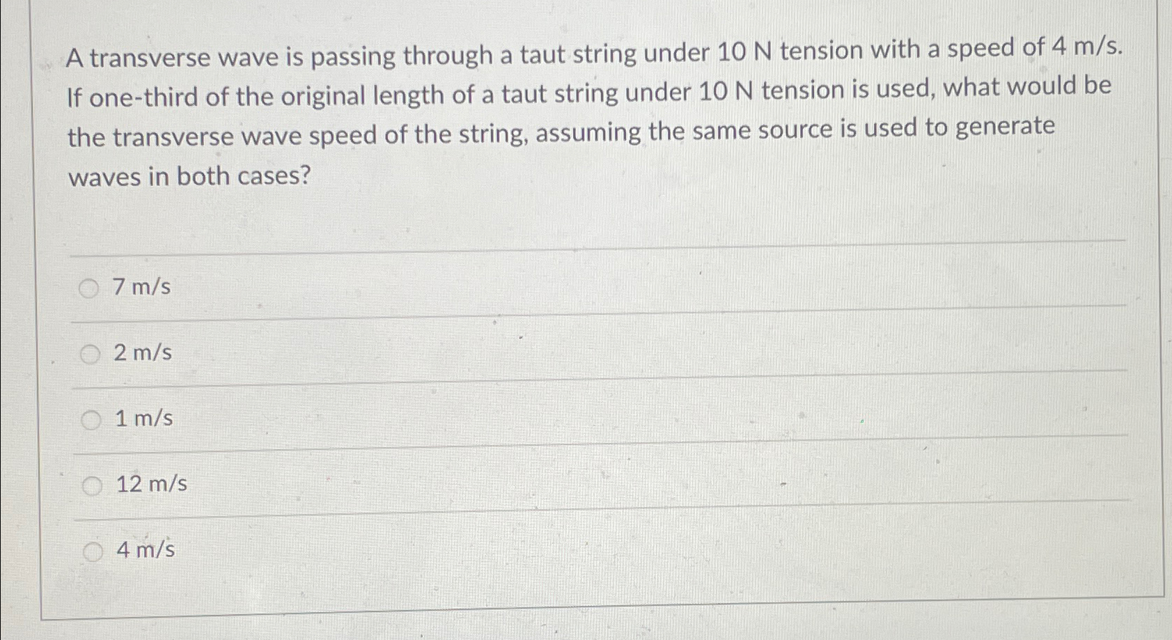 Solved A transverse wave is passing through a taut string | Chegg.com